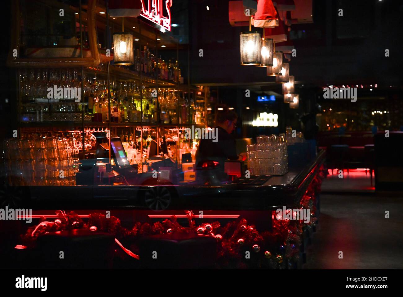 Dimly Lit Bar Interior Stock Photo - Alamy