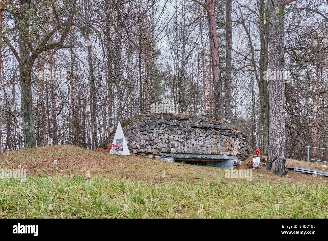Luga, Russia. Memorial on line on the defence of 1941. Pillbox which ...