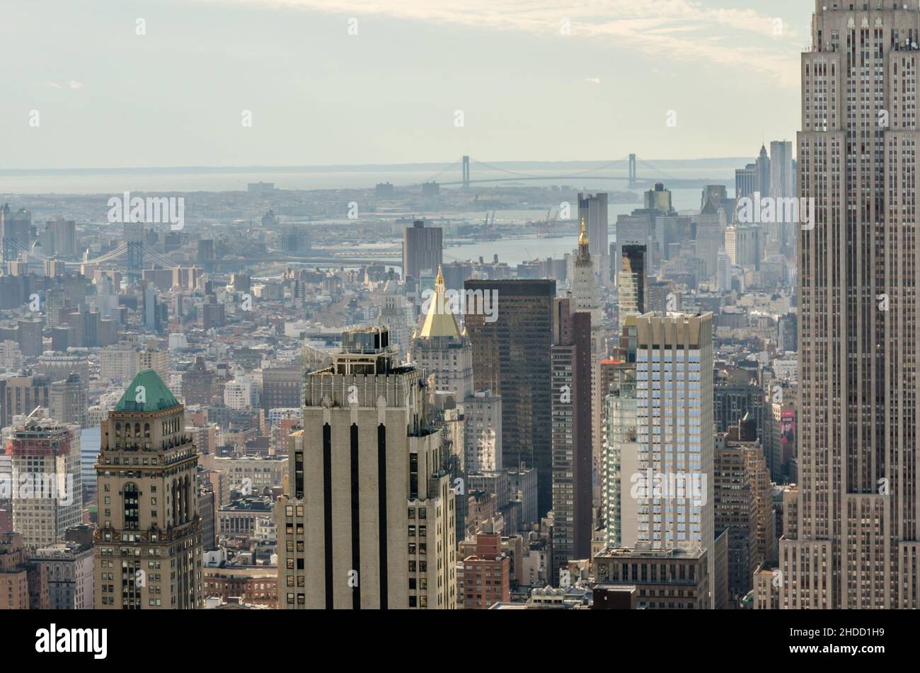 Close Up of Buildings in Manhattan. Roof Tops, Terraces and Facades ...