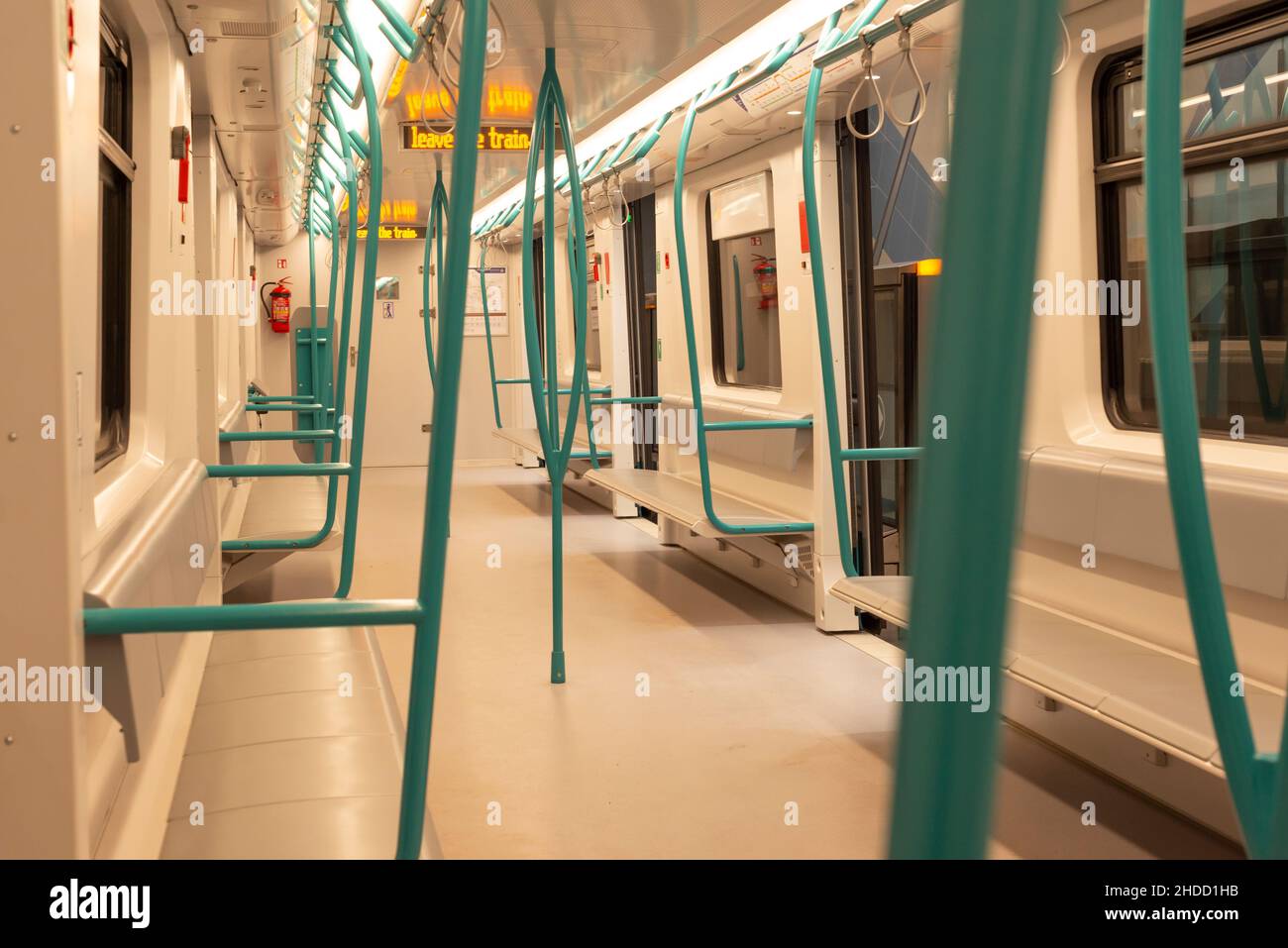 Empty modern metro carriage interior in Sofia, Bulgaria Stock Photo - Alamy