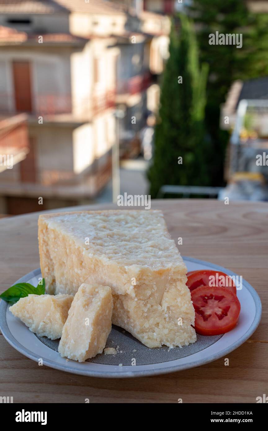 Cheese collection, piece of matured cow cheese pasmesan parmigiano ...