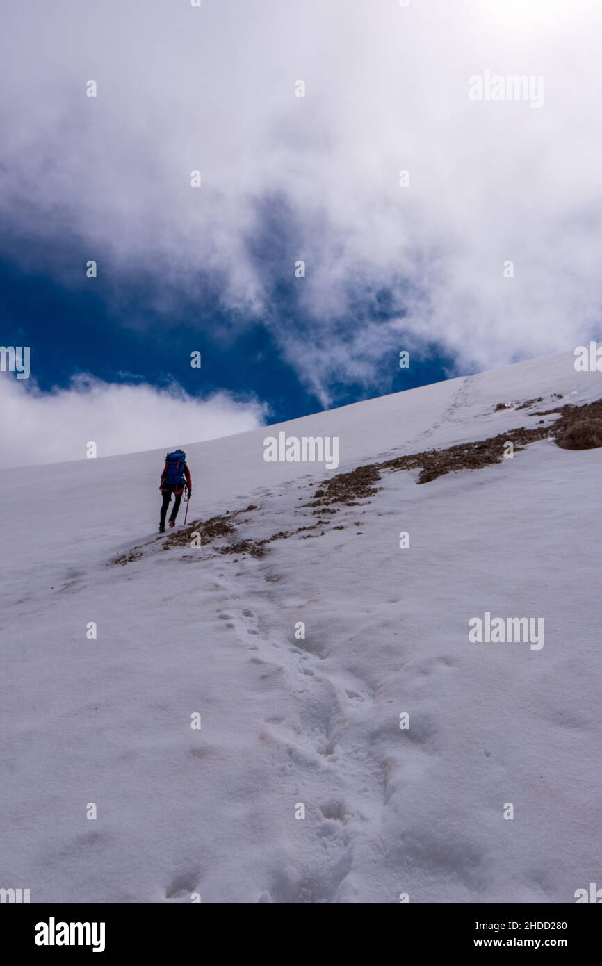 Ascent to Marmolada, Dolomites, Italy. The Marmolada Glacier. Tourist ...