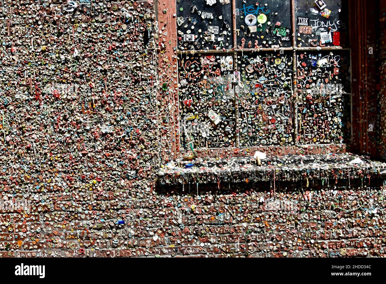Seattle's infamous Gum Wall along Post Alley at Pike Place Market ...
