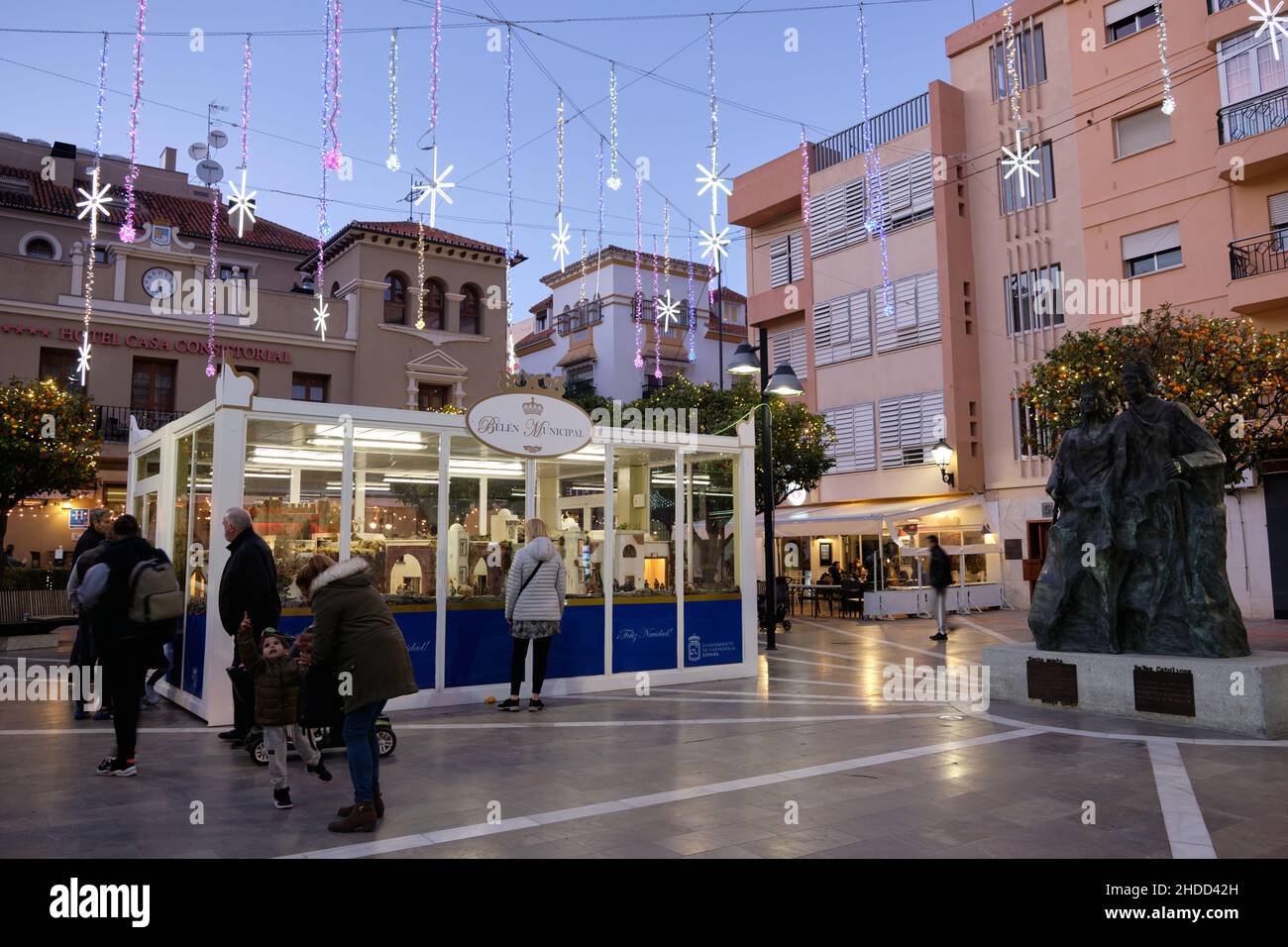 Catholic Kings square with the Belen - Nativity scene and the monument ...