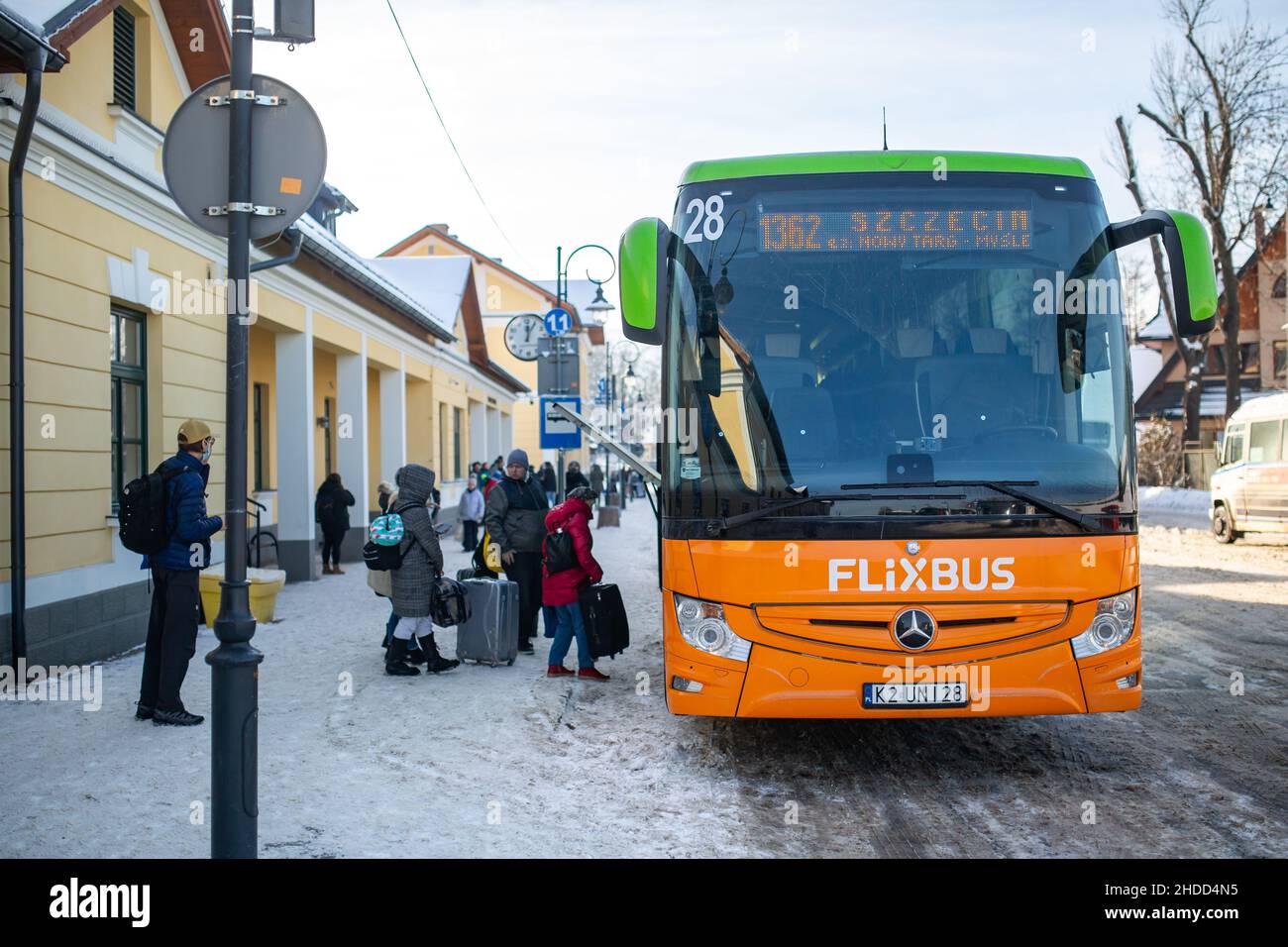 Zakopane, Poland - December 28, 2021: Flixbus at Zakopane Bus Station ...