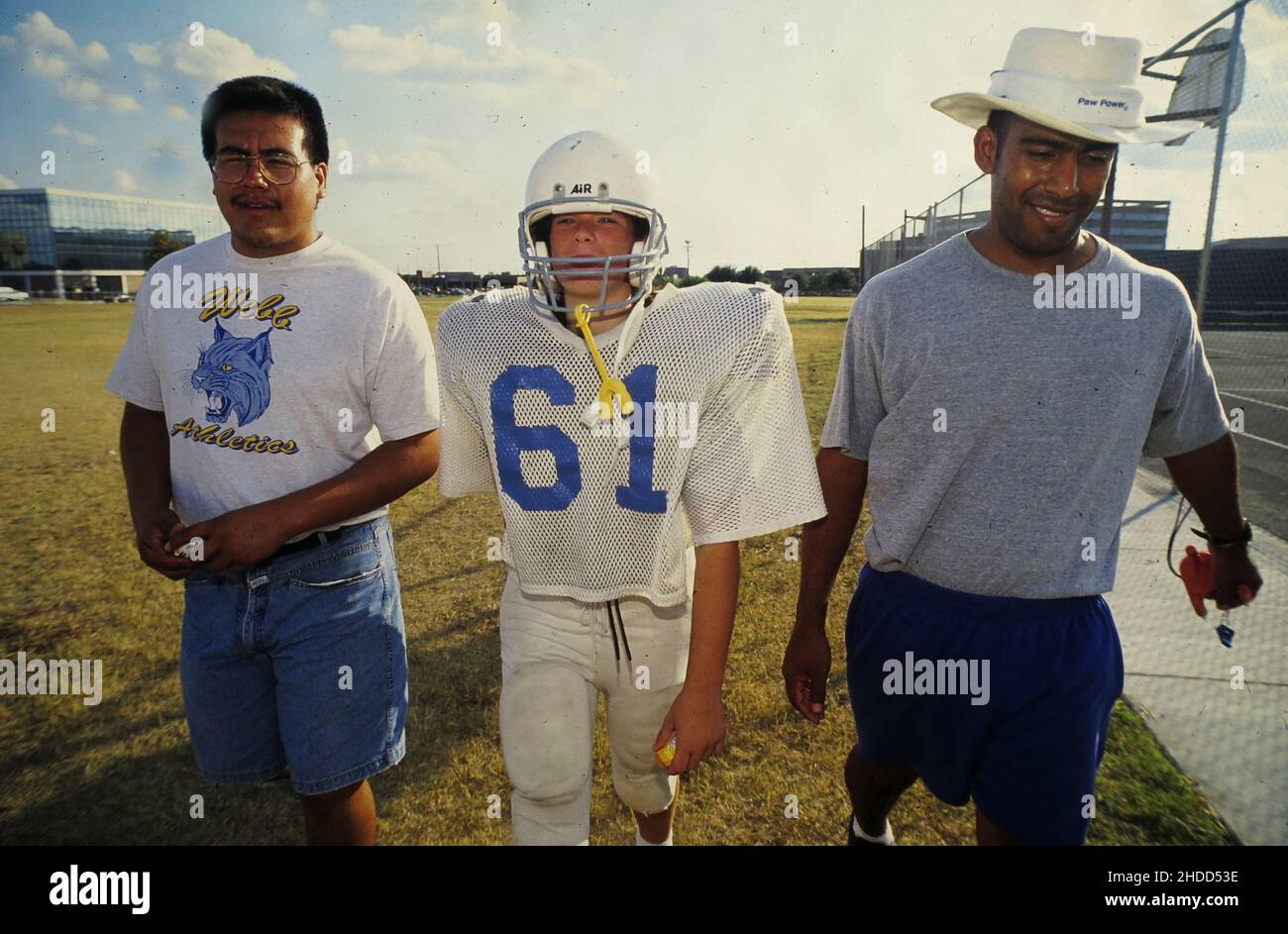 Austin Texas USA, 1993: Girl who plays tackle football at Webb Middle ...
