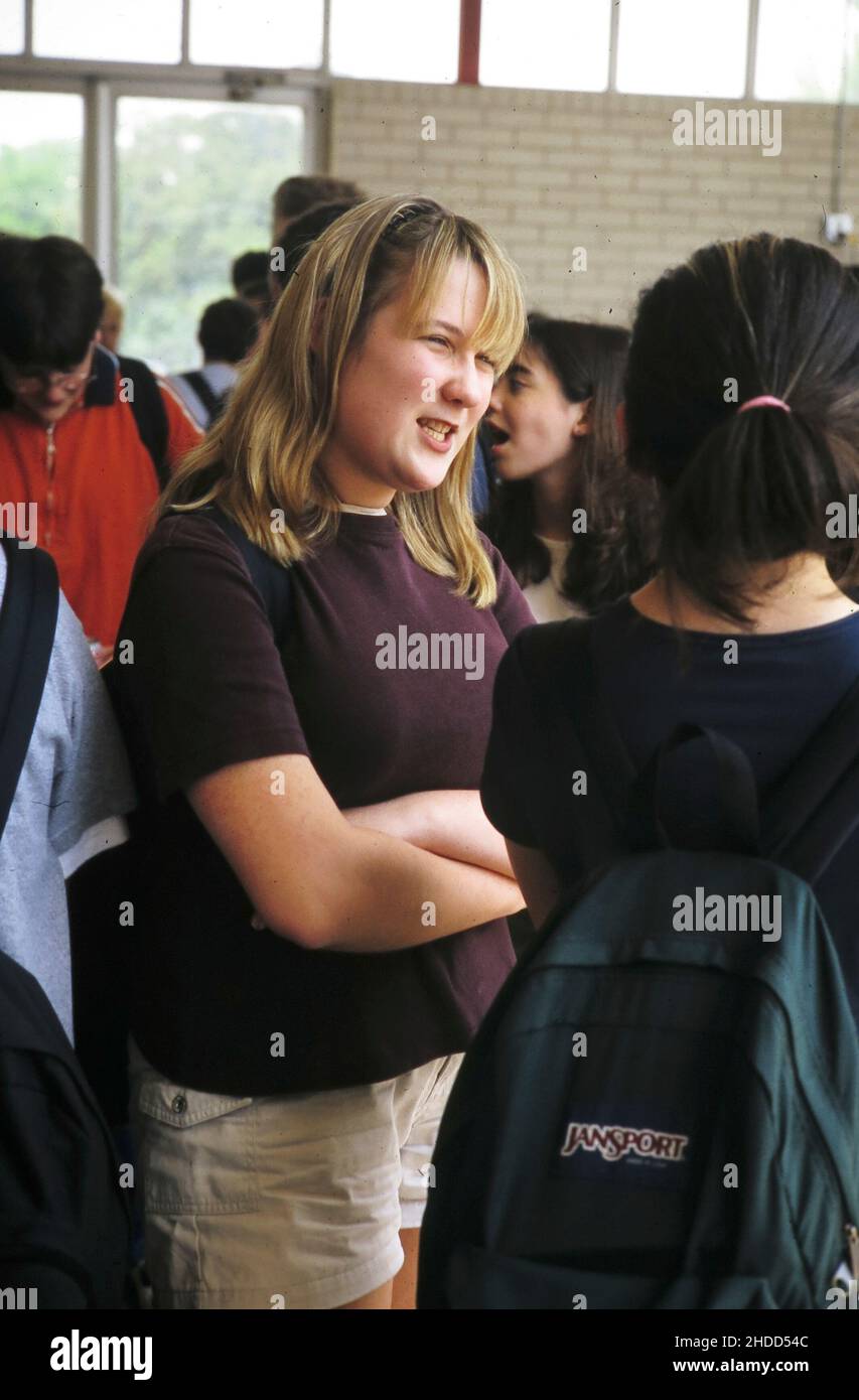Austin Texas USA, 1990: Junior high students socialize during their ...