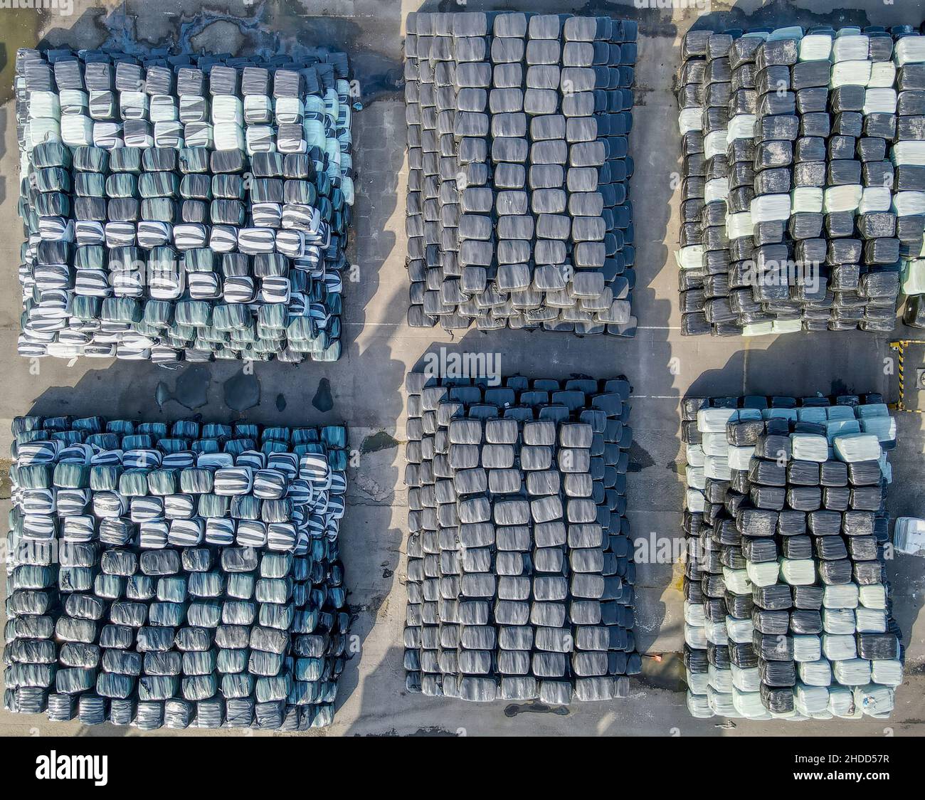 Bales of rubbish to be loaded onto ships at Albert Dock, Hull Stock ...
