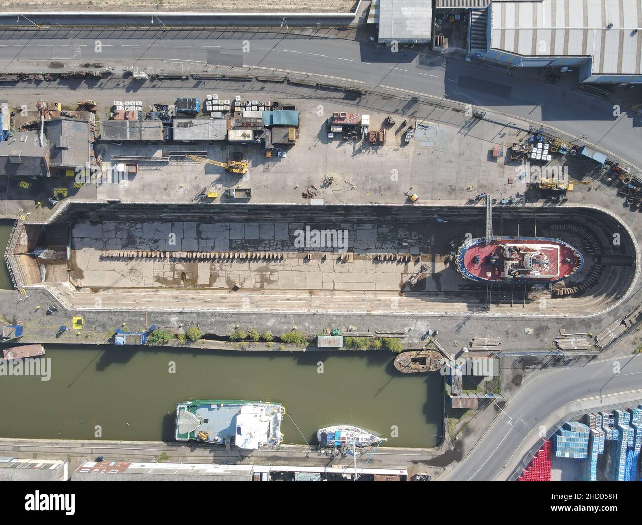 Overhead view of the Dry Dock at William Wright Dock, Hull Stock Photo ...
