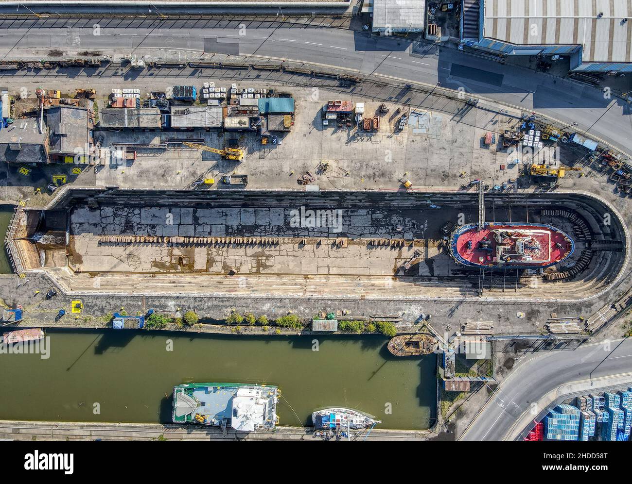Overhead view of the Dry Dock at William Wright Dock, Hull Stock Photo ...