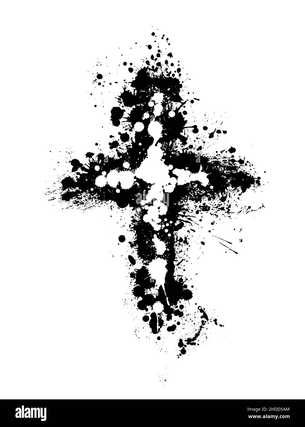 Hand drawn black grunge cross icon, simple Christian cross sign, hand ...