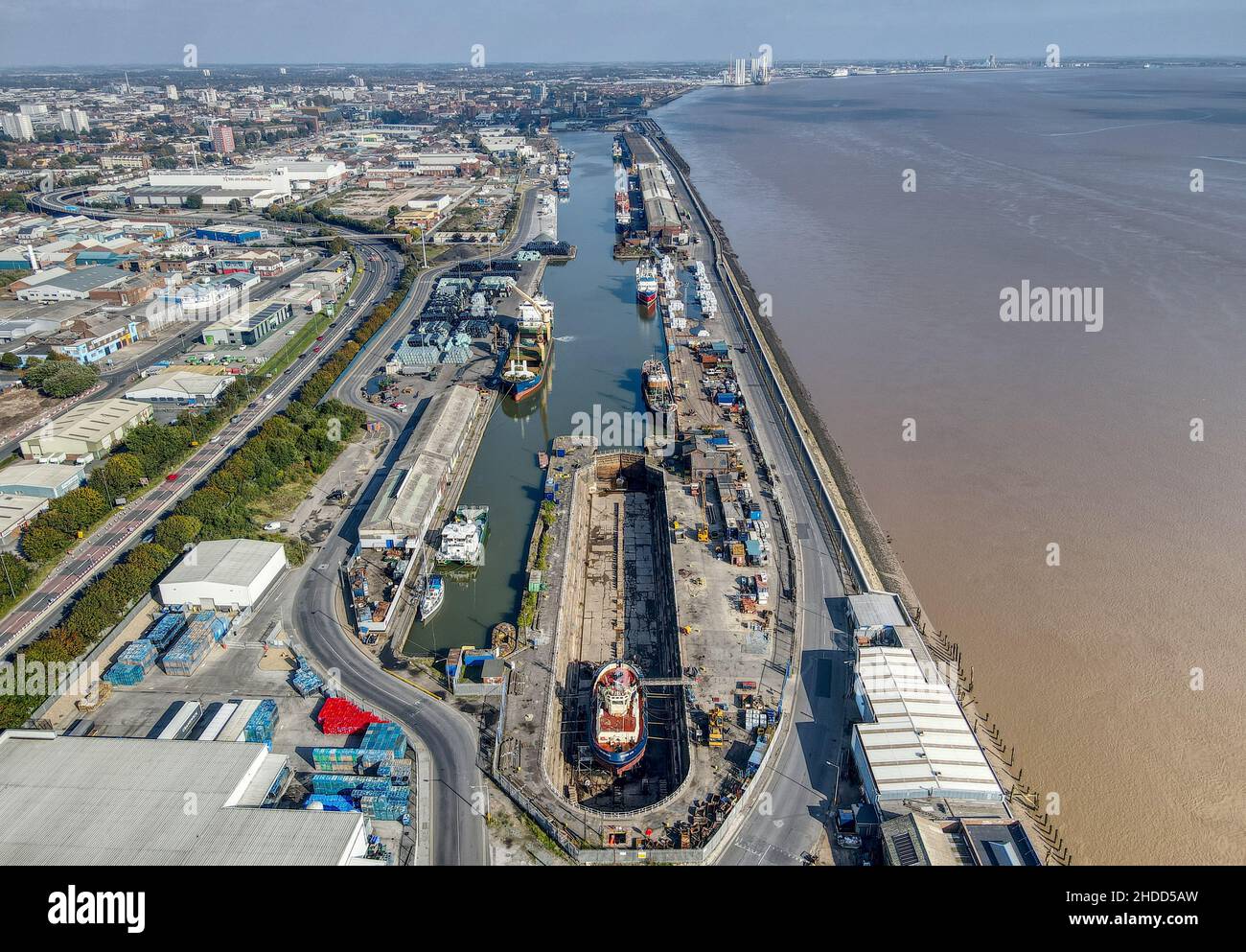 Overhead view of the Dry Dock at William Wright Dock, Hull Stock Photo ...