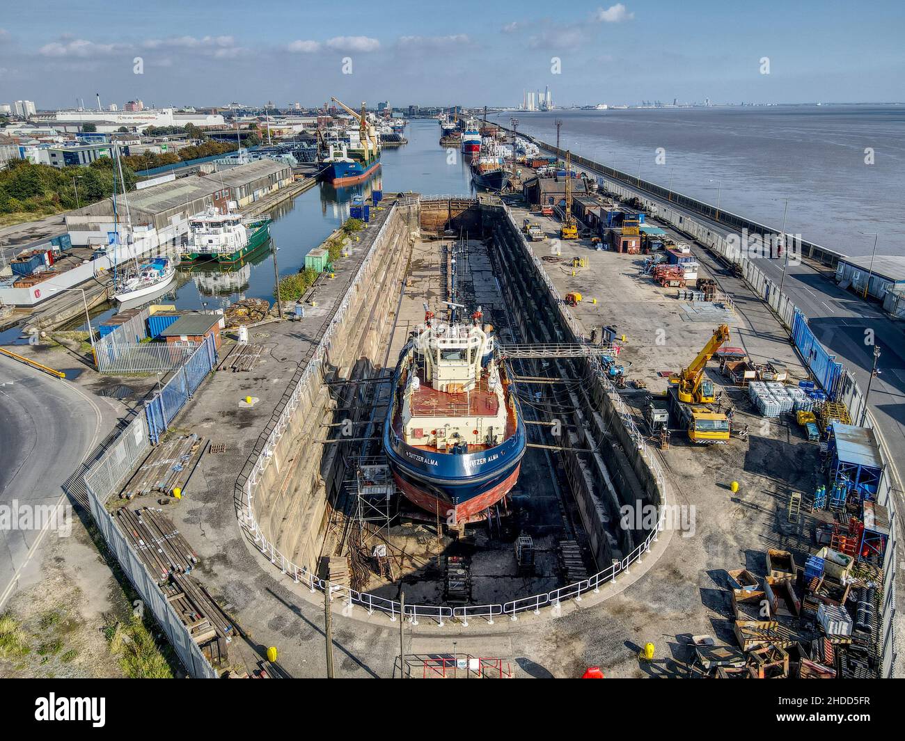 Overhead view of the Dry Dock at William Wright Dock, Hull Stock Photo ...