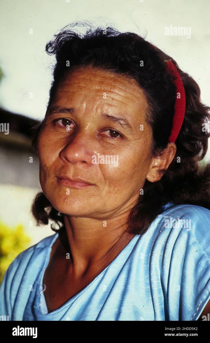 Honduras, ©1995: Honduran woman in late '40s in a rural area near San ...