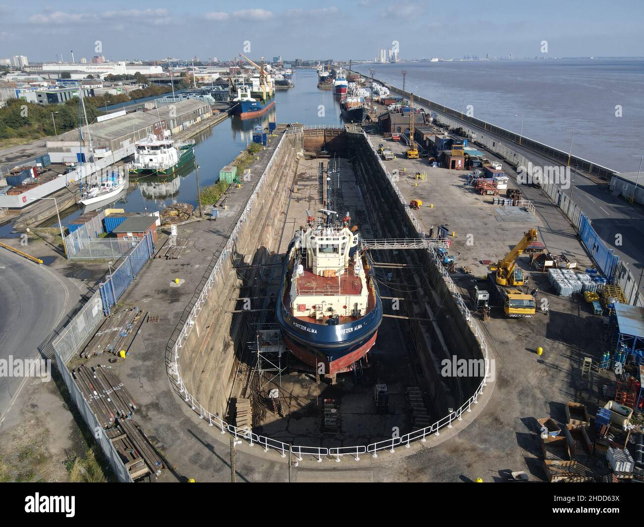 Overhead view of the Dry Dock at William Wright Dock, Hull Stock Photo ...