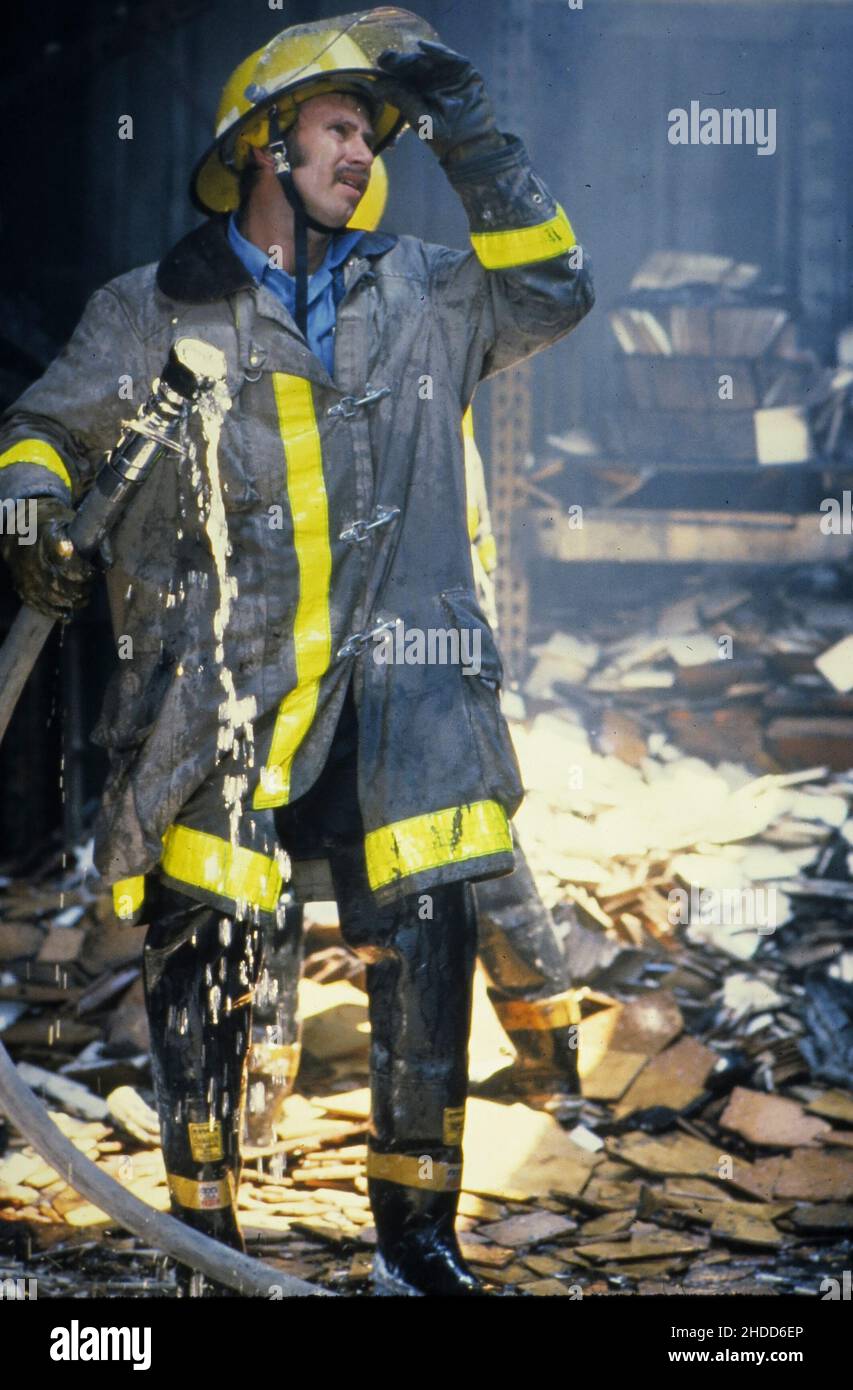 Austin Texas USA: Male firefighter in turnout gear working at the scene ...