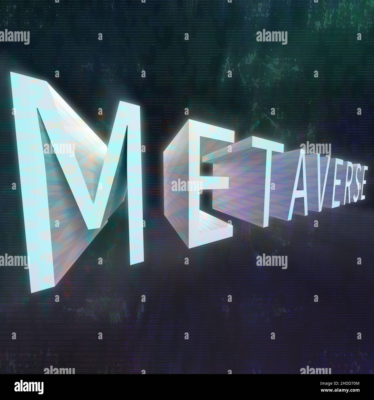 A digital illustration of the metaverse on the dark background in 3D ...