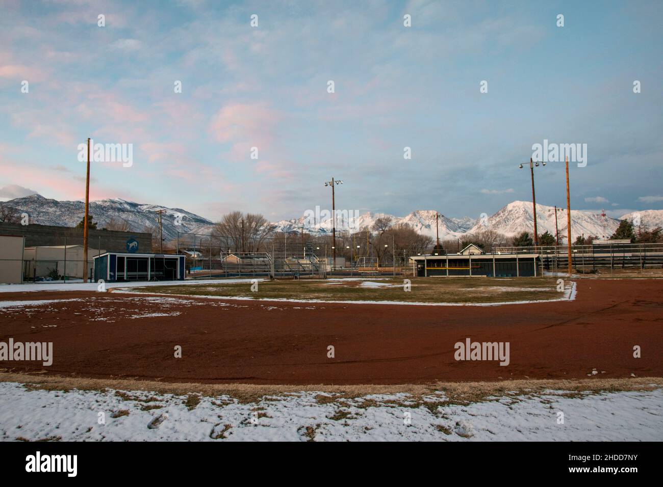 The Eastern Sierra peaks above Bishop, Inyo County, CA, USA light up ...