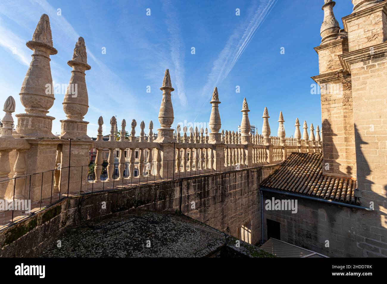 Sevilla, Spain. Details of the rooftop the Gothic Cathedral of Saint ...