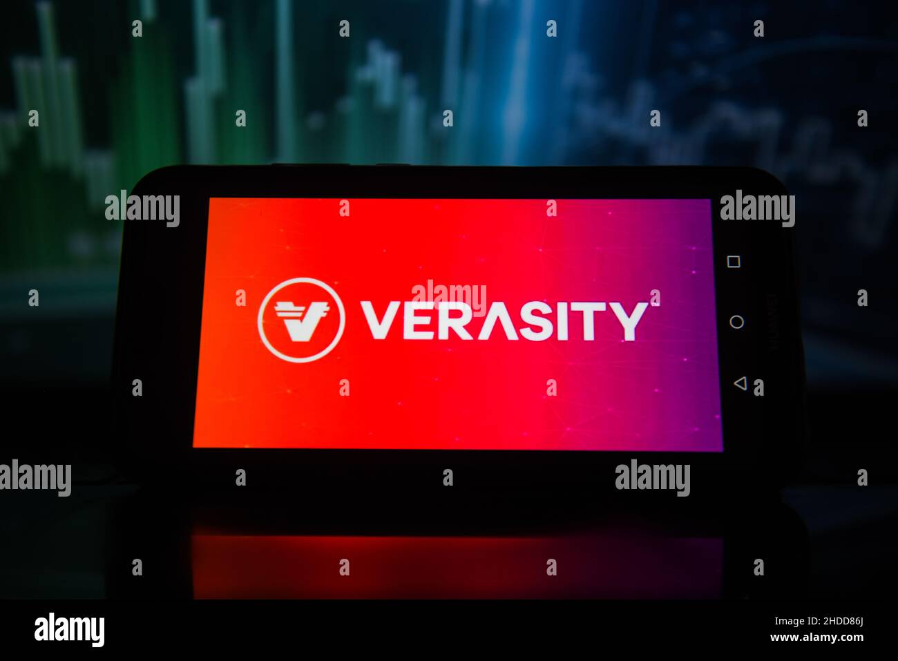 In this photo illustration a Verasity logo is displayed on a smartphone ...