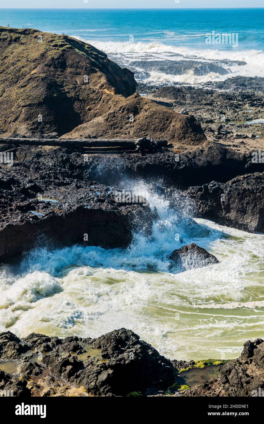 Devils Churn & Spouting Horn; Pacific Ocean; south of Yachats; Oregon ...