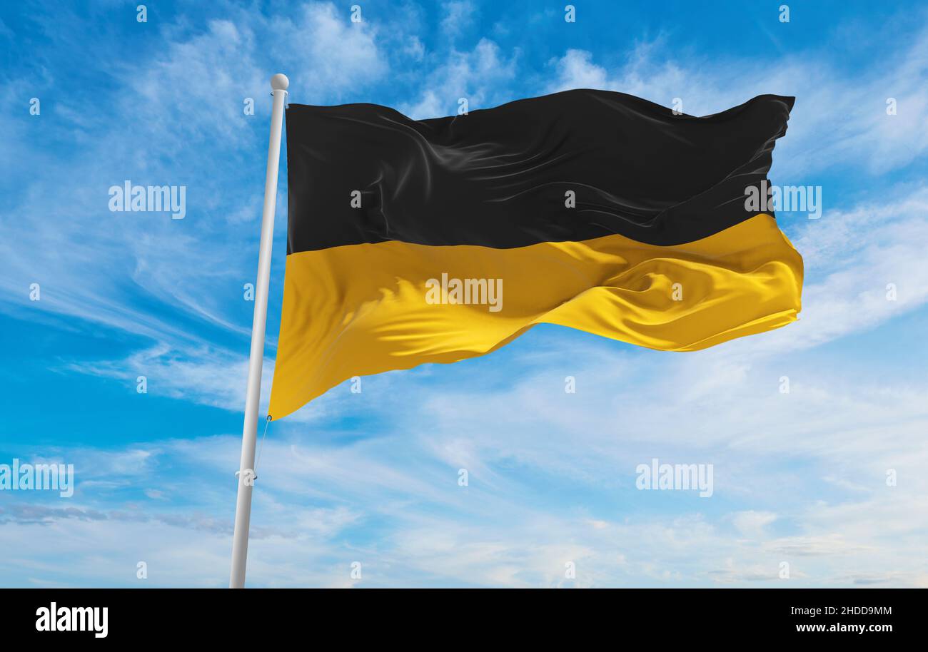 flag of Gera at cloudy sky background on sunset, panoramic view ...