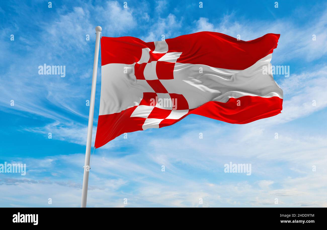 flag of Hamm at cloudy sky background on sunset, panoramic view ...