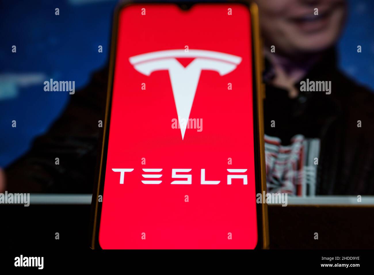 Tesla Model Pi smartphone. Phone made by Elon Musk company Tesla. Tesla ...