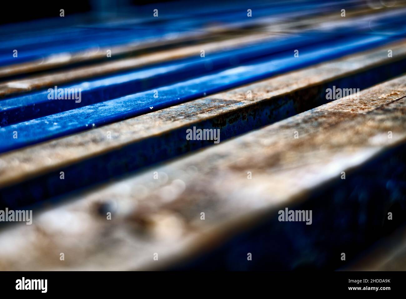 Closeup shot blue bench hi-res stock photography and images - Alamy