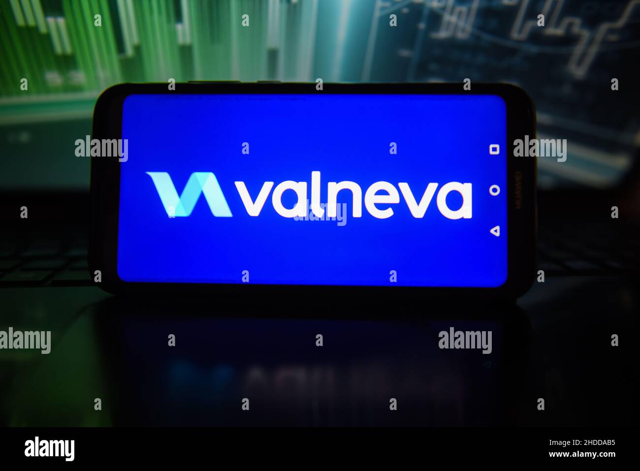 Poland. 5th Jan, 2022. In this photo illustration a Valneva logo is ...