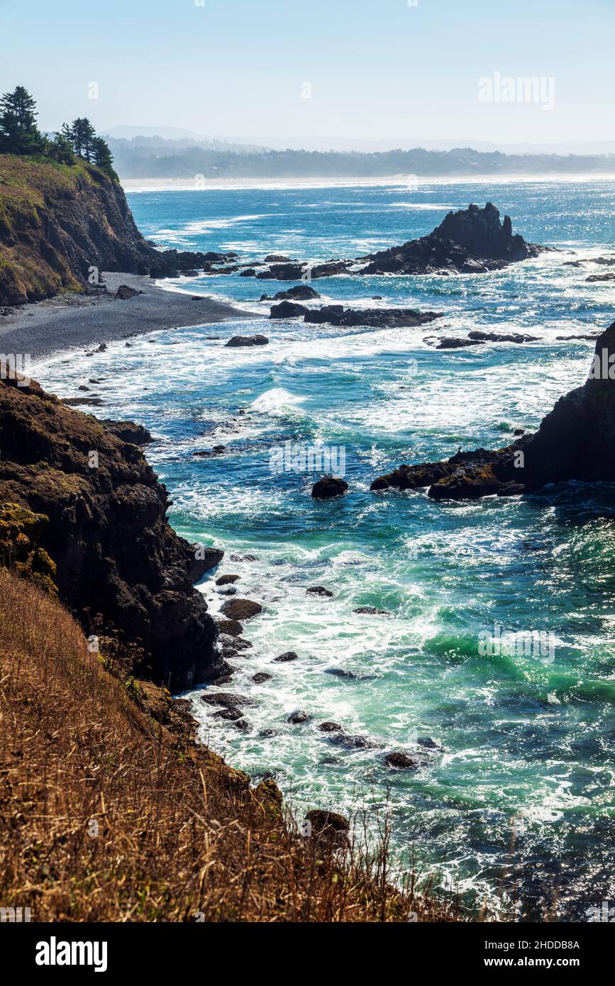 Pacific Ocean; Oregon coast; near the Yaquina Lighthouse; Newport ...