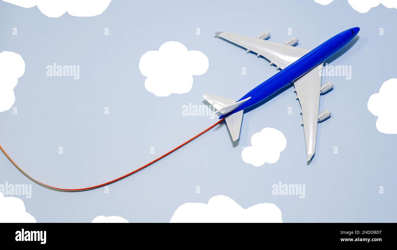 Airplane model, airplane in flight, travel concept. Passenger plane ...