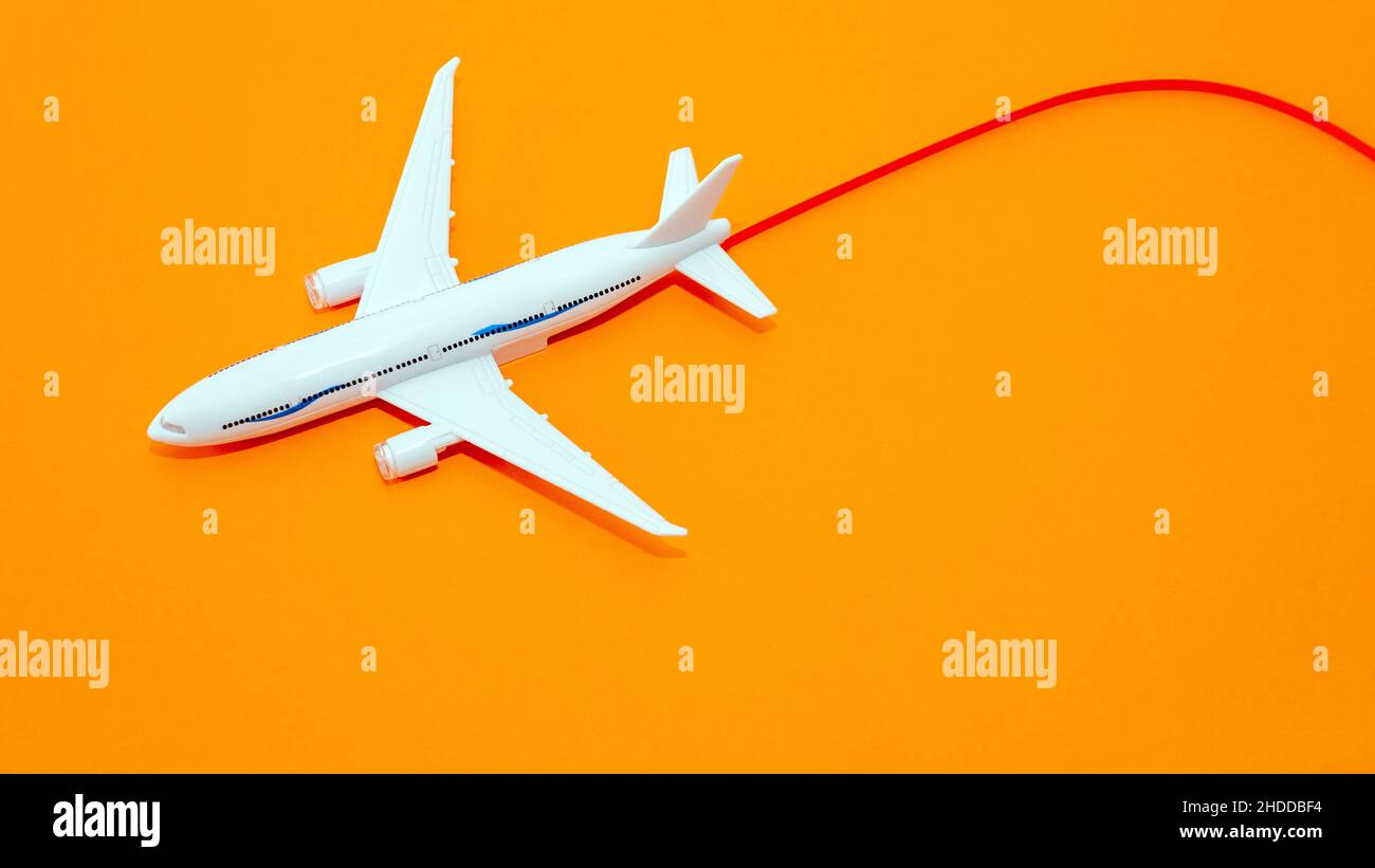Airplane model, airplane in flight, travel concept. Passenger plane ...