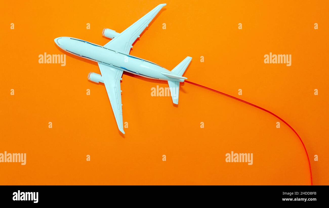 Airplane model, airplane in flight, travel concept. Passenger plane ...