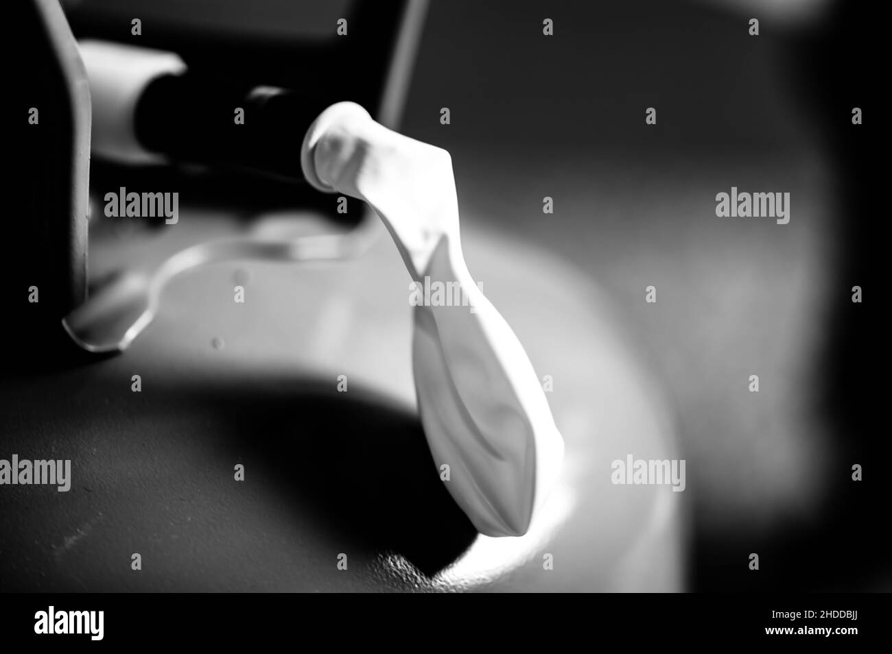 Selective focus on edge of an inflatable balloon attached to a helium ...