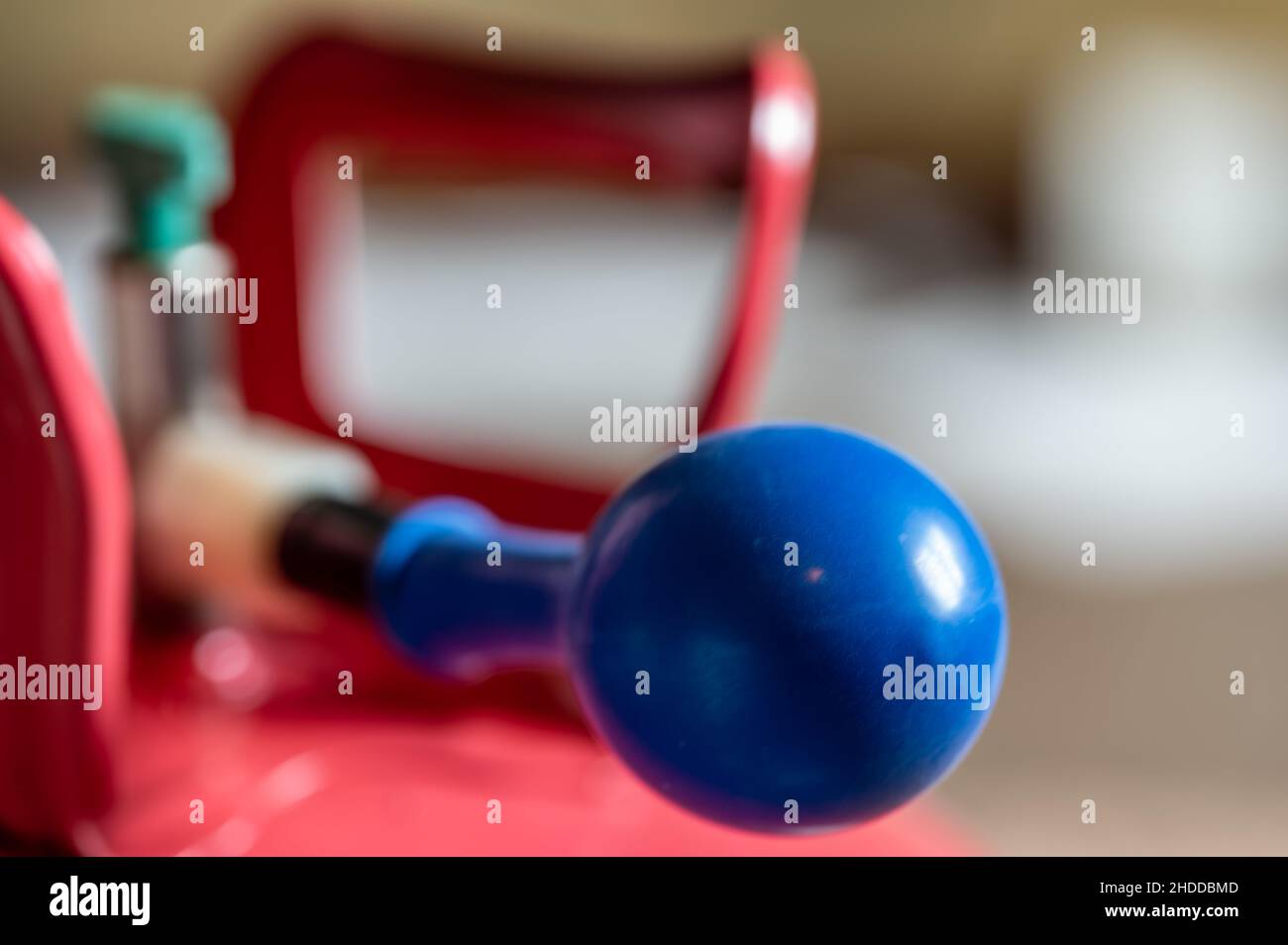 Selective focus on edge of an inflatable balloon attached to a helium ...