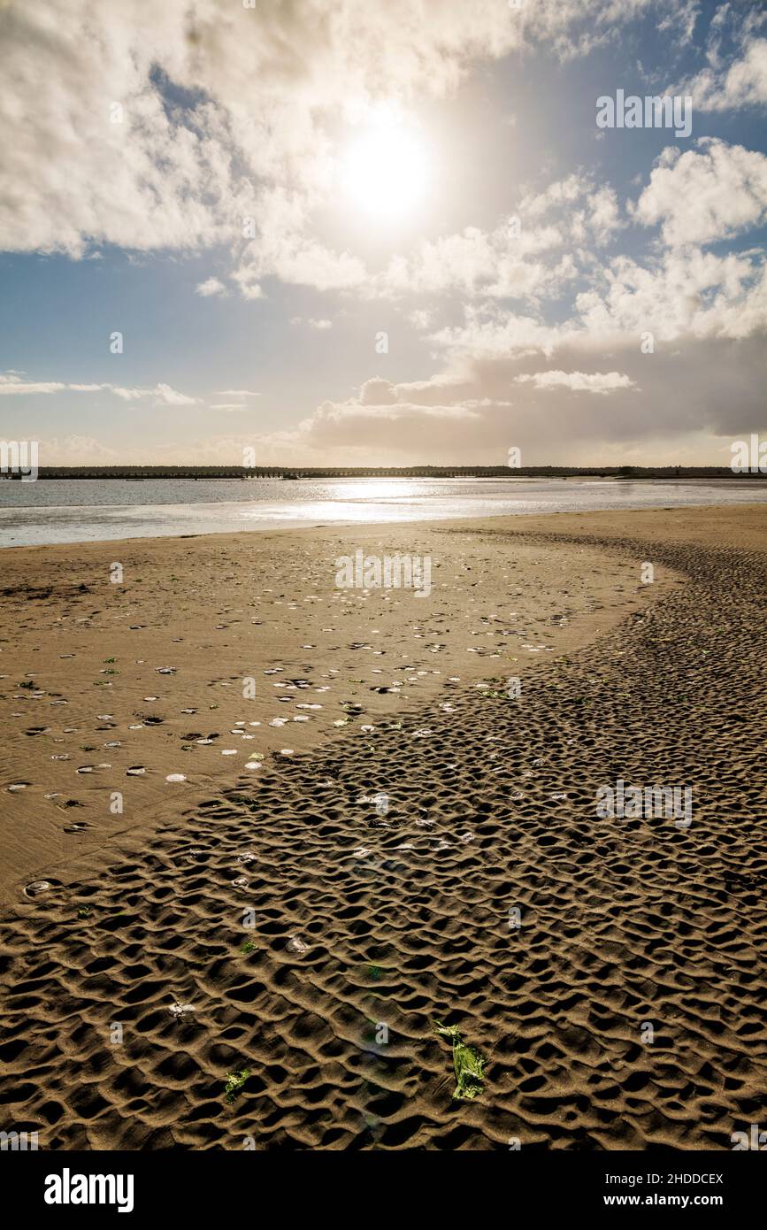 Ocean; beach; sun; Fort Stevens State Park; Pacific Ocean; Oregon coast ...