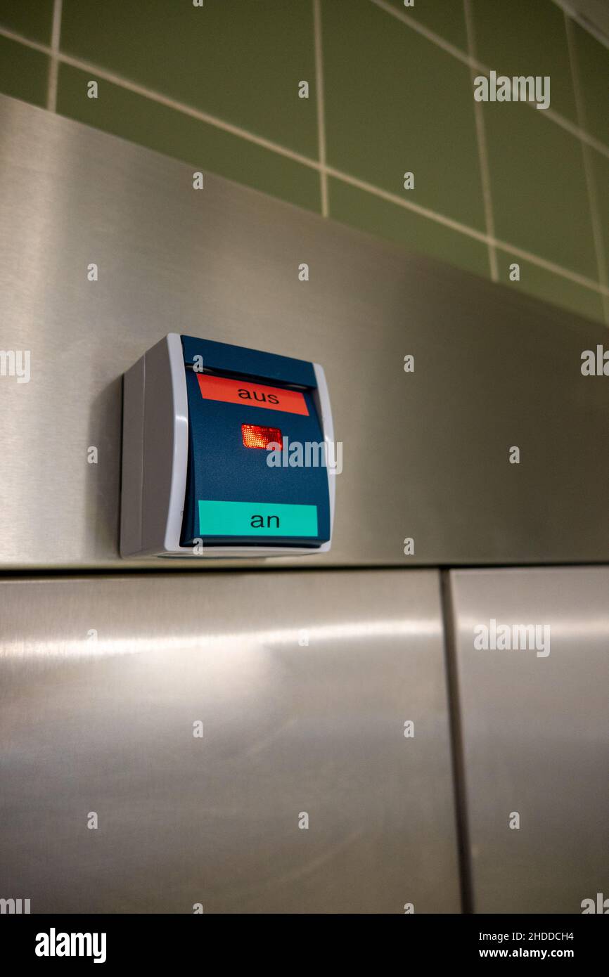 a big switch that says on and off Stock Photo - Alamy