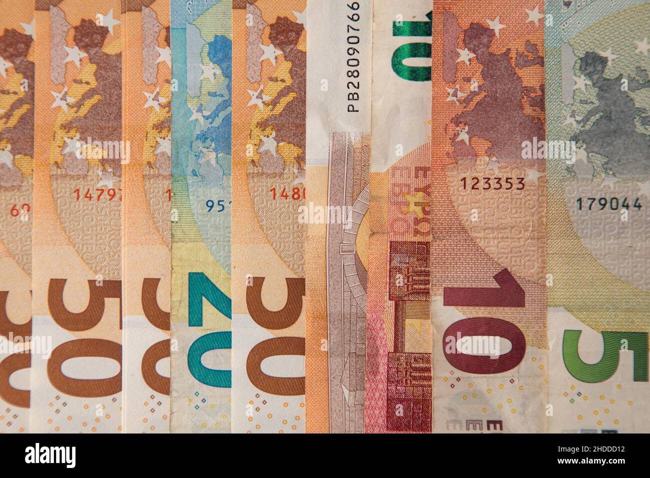 pile of paper euro banknotes as part of the united country's payment ...