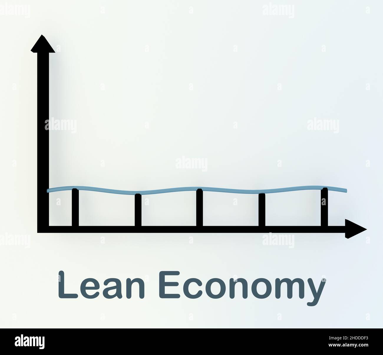 3D illustration of Business as Lean Economy below a low moderate graph ...
