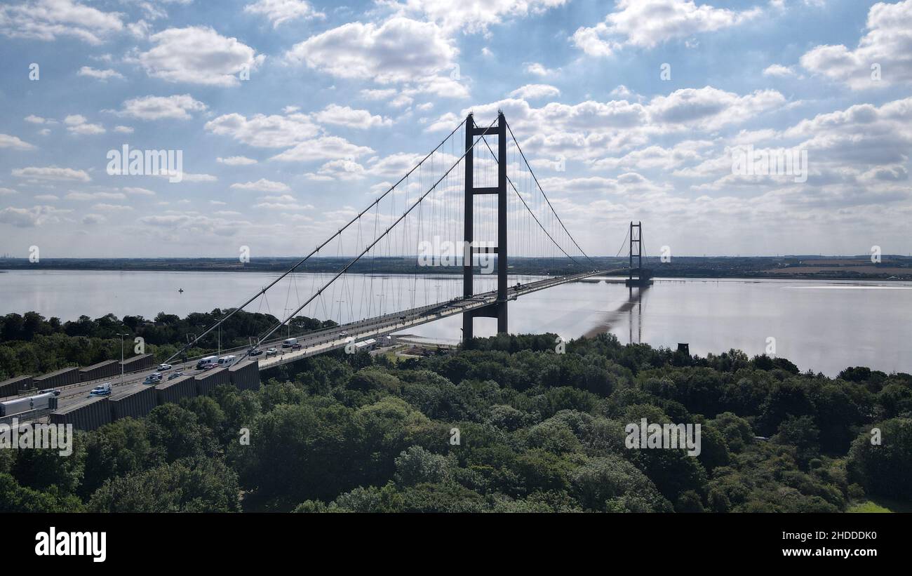 Overhead drone shot suspension bridge hi-res stock photography and ...