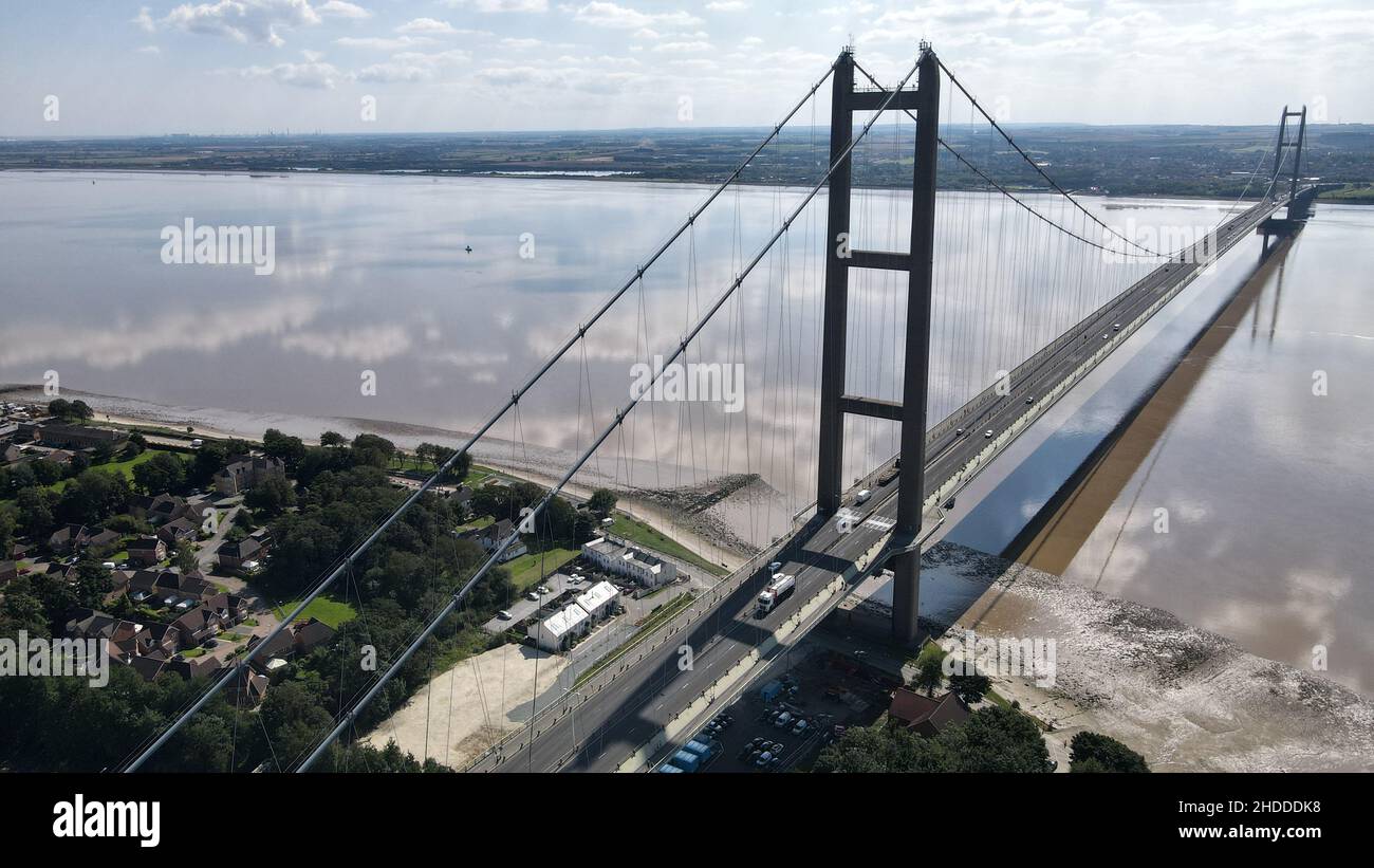 Overhead drone shot suspension bridge hi-res stock photography and ...