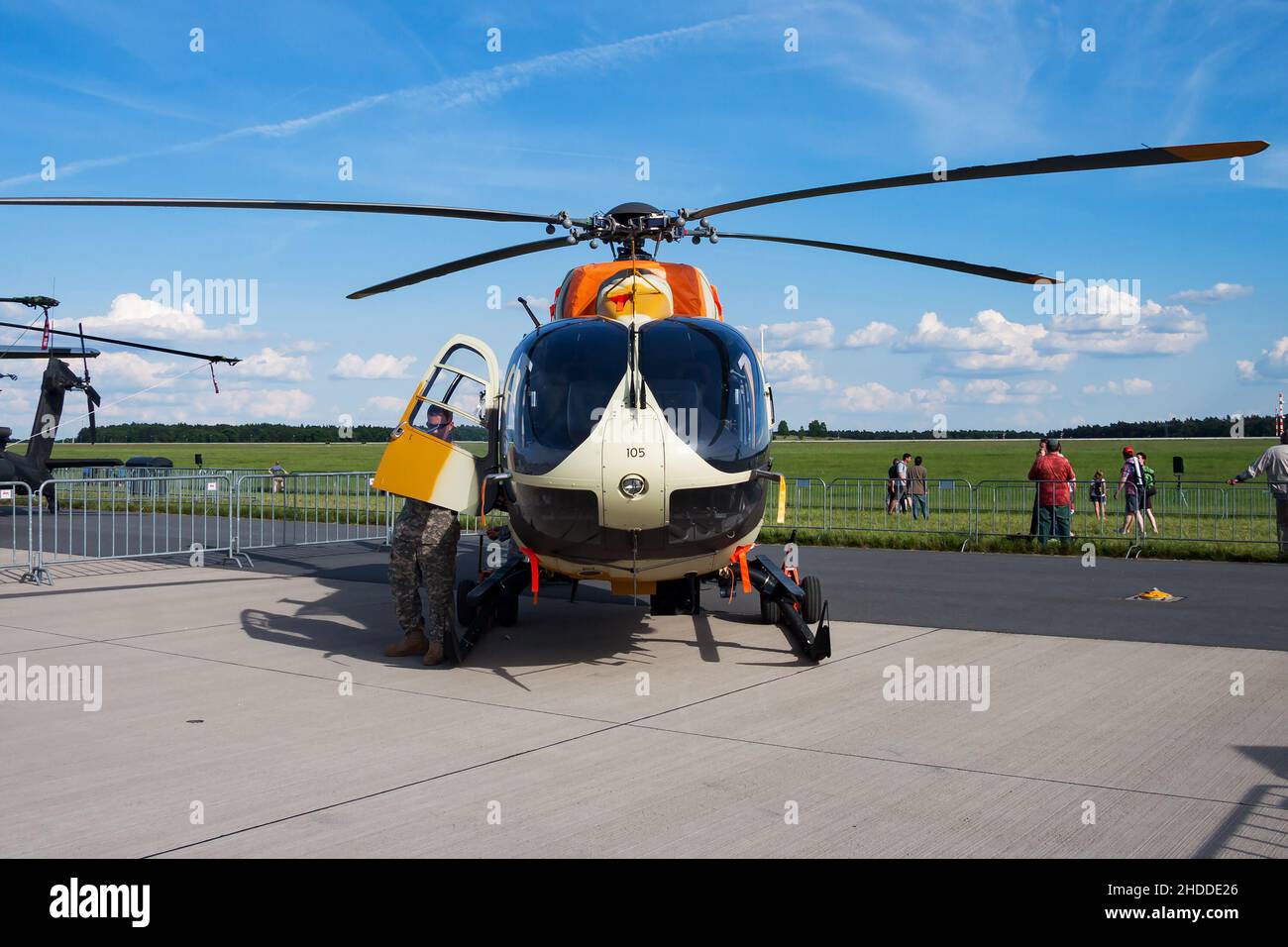 Berlin, Germany - May 25, 2014: Military helicopter at air base. Air ...