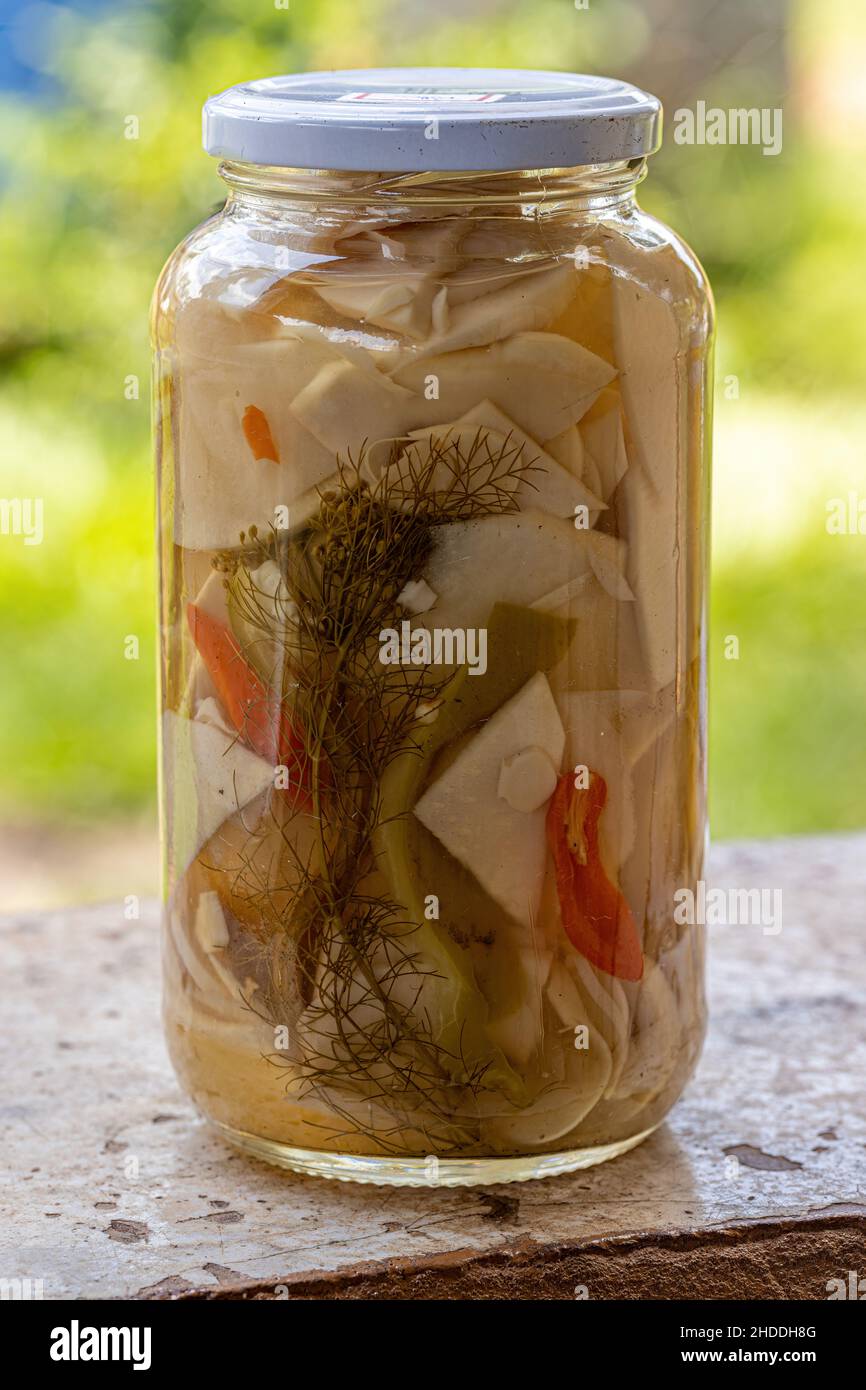 Guariroba preserves in a container with selective focus Stock Photo - Alamy