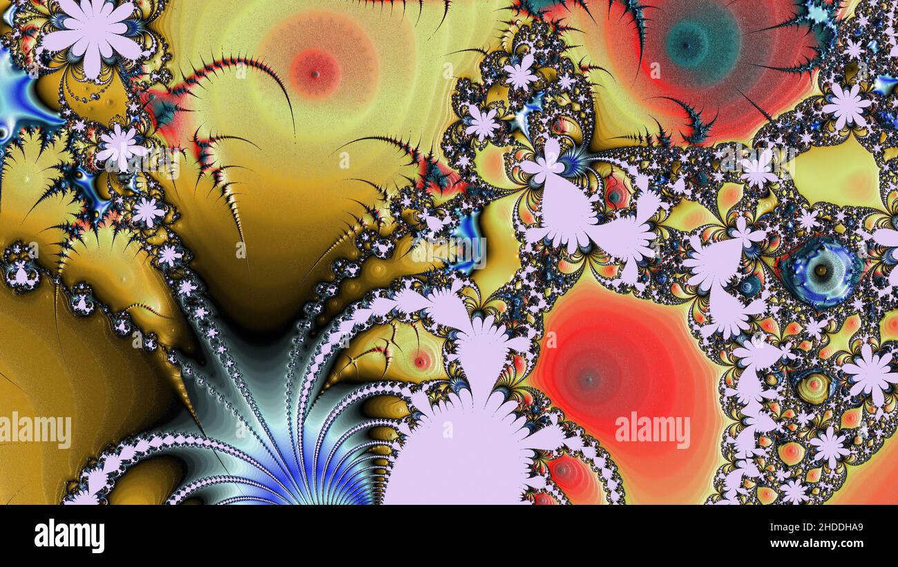 A colorful fractal, the never-ending abstract flowers-shaped figure ...