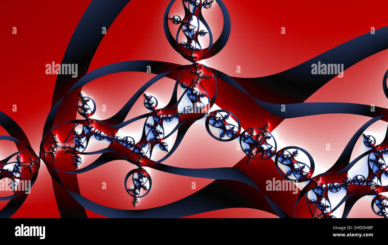 An abstract figure of a fractal, never-ending pattern on a red ...