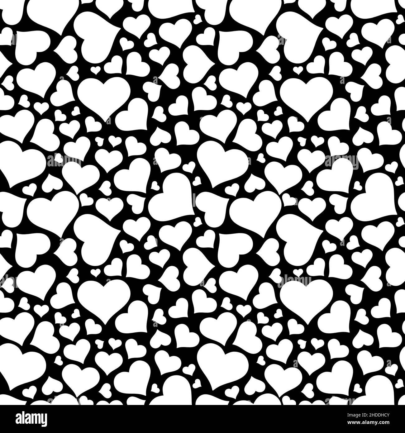 Heart pattern. Vector hearts texture. Black and white seamless hearts ...