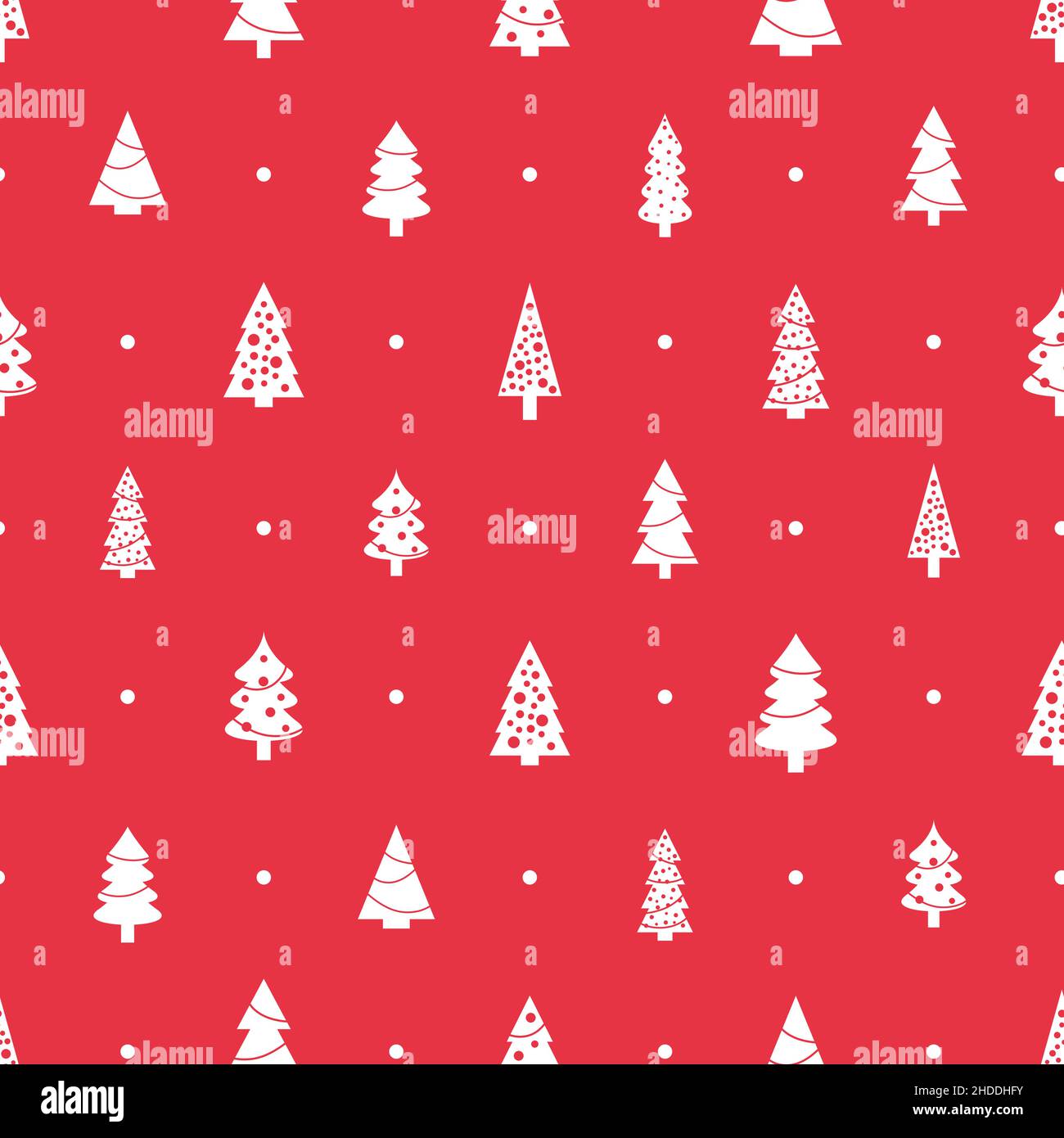 Christmas trees seamless texture. Red white Christmas paper design ...