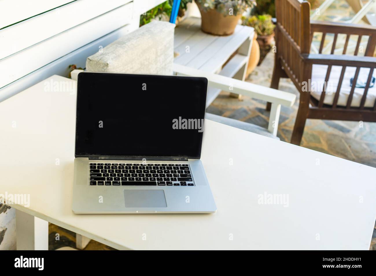 computer on table background as a pool Stock Photo - Alamy