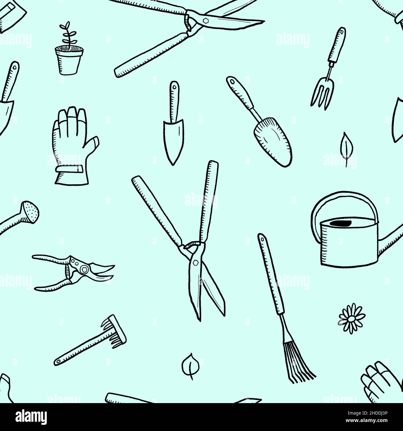 Gardening tools seamless pattern. Garden hobby vector texture ...